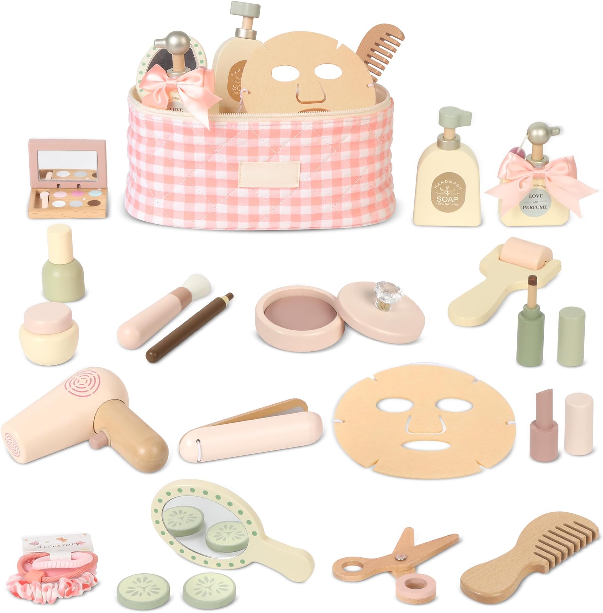 Pithfor Wooden Makeup Toy Set Pretend Play Makeup Set Kids | Desertcart ...