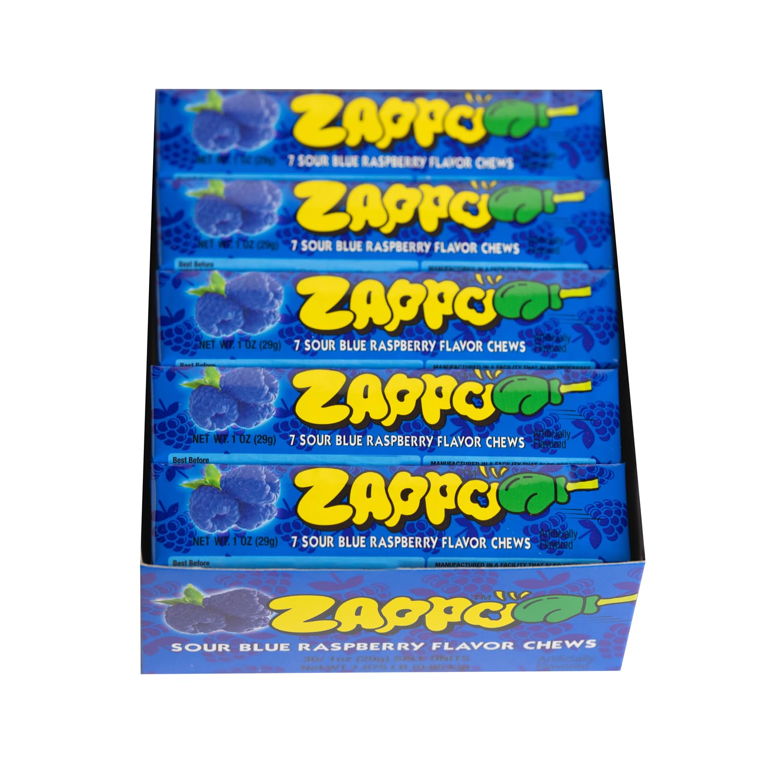 Amazon.com : ZAPPO Sour Blue Raspberry Flavored Chews – Bulk Pack of 30 ...