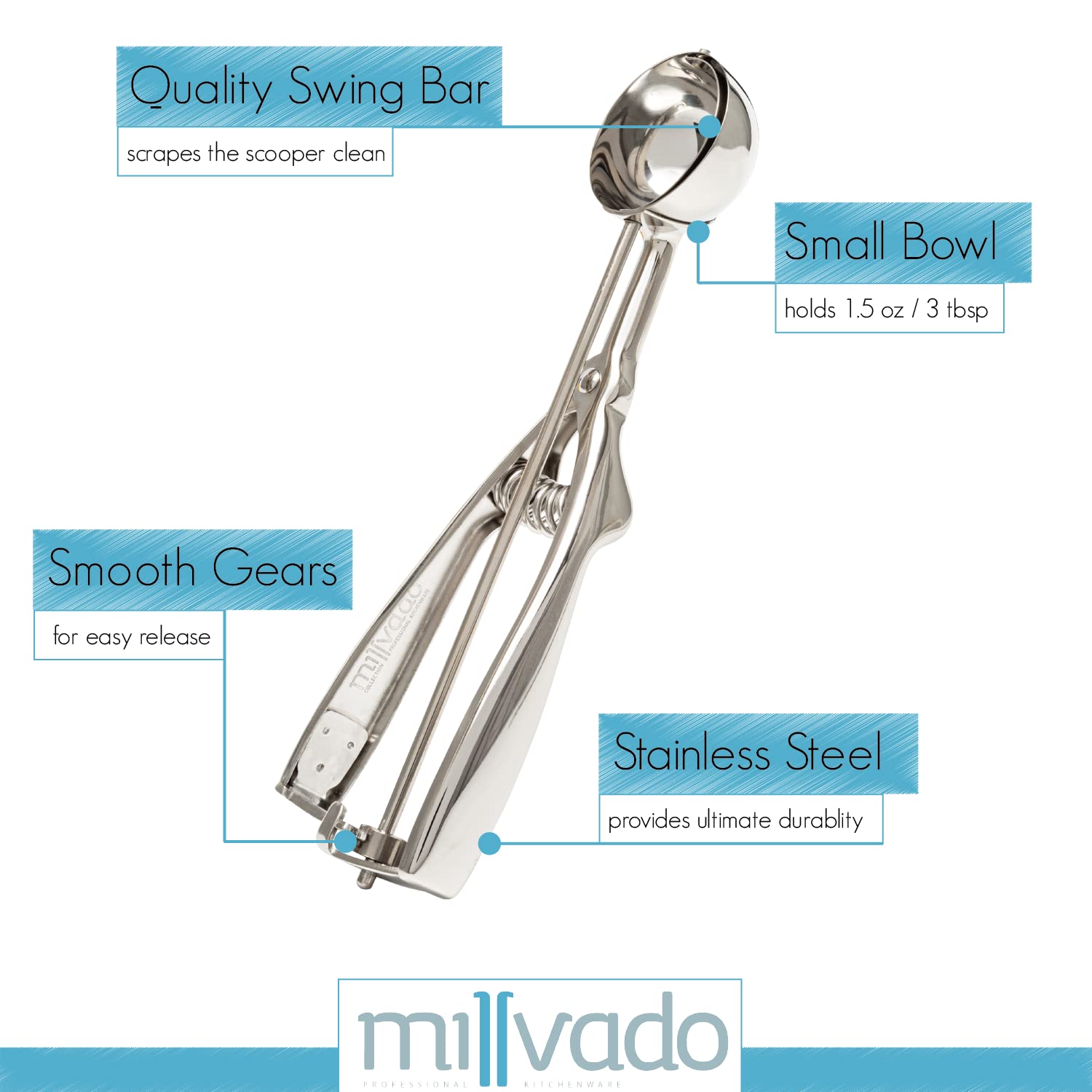 Snapklik.com : Millvado Stainless Steel Ice Cream And Cookie Scoop ...