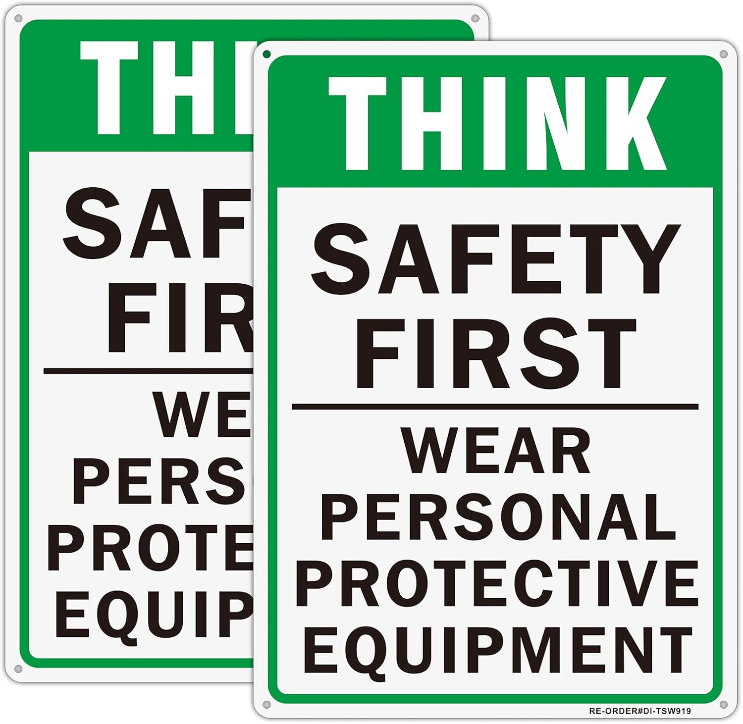 Amazon.com: Think Safety First Sign- 2 Pack, 10x14 Inches Wear Personal ...