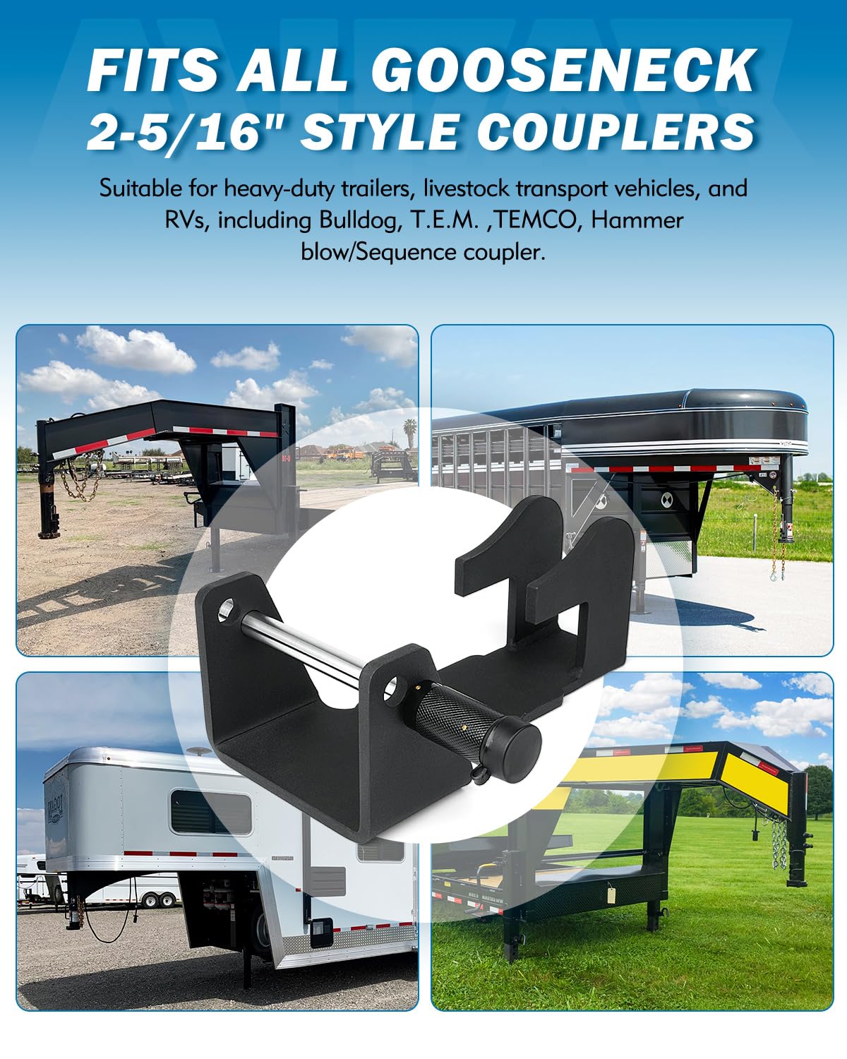 Snapklik.com : Aupar Heavy-Duty Gooseneck Trailer Lock