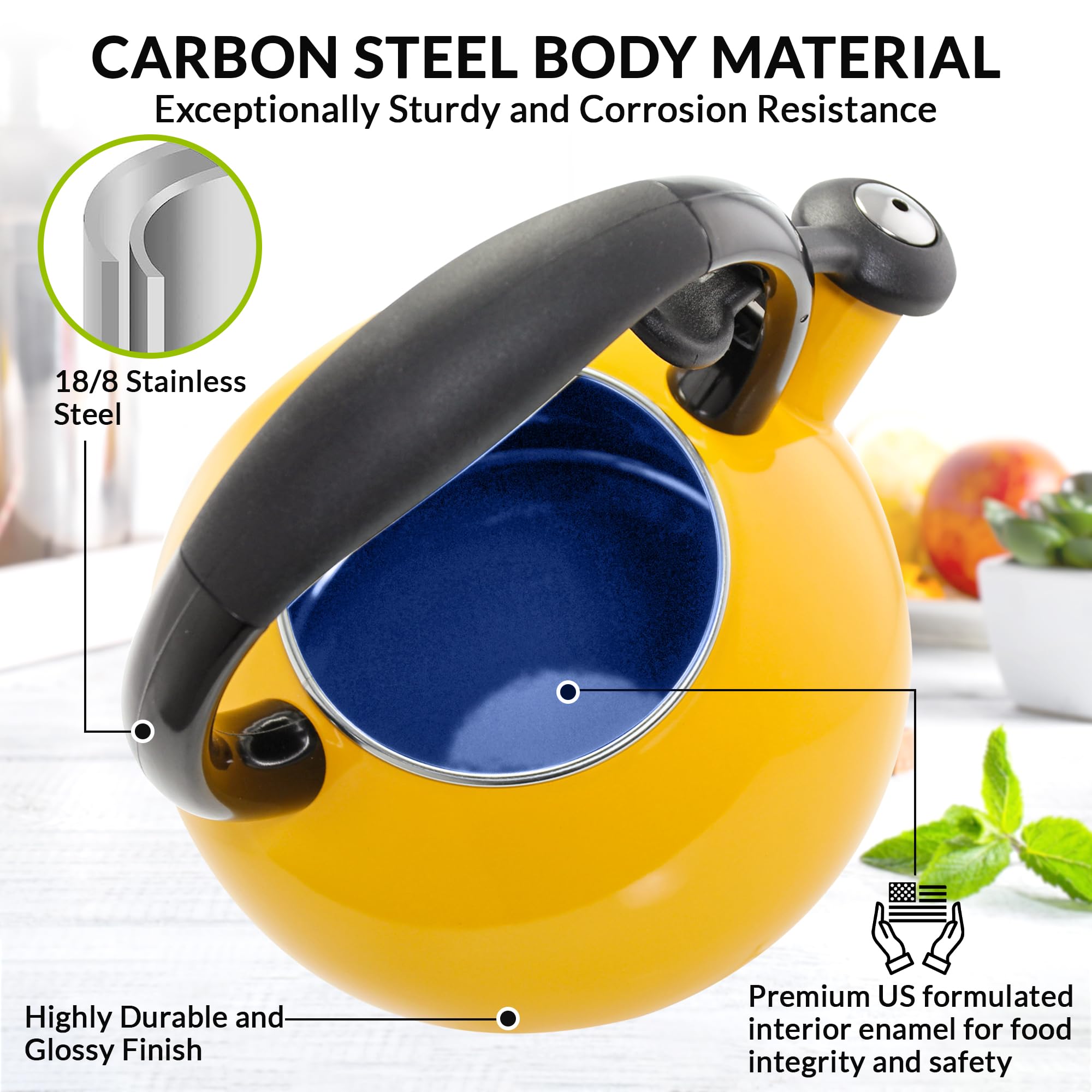 Snapklik.com : Chantal 1.8 QT Kettle, Buttons Series, Premium Enamel On ...