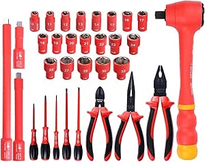 Amazon.com: CONERY 32 Pieces Of 1000V Insulation Kit 1/2 Ratchet Wrench ...