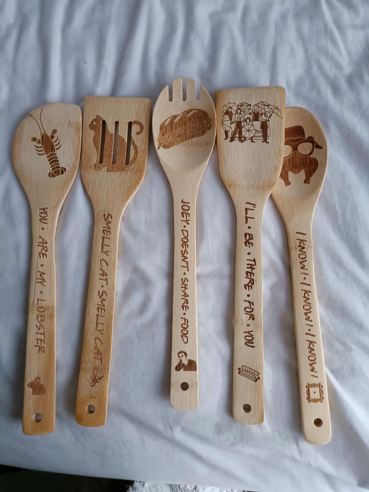 Friends Merchandise Gifts Wooden Spoons for Cooking, Natural Bamboo ...