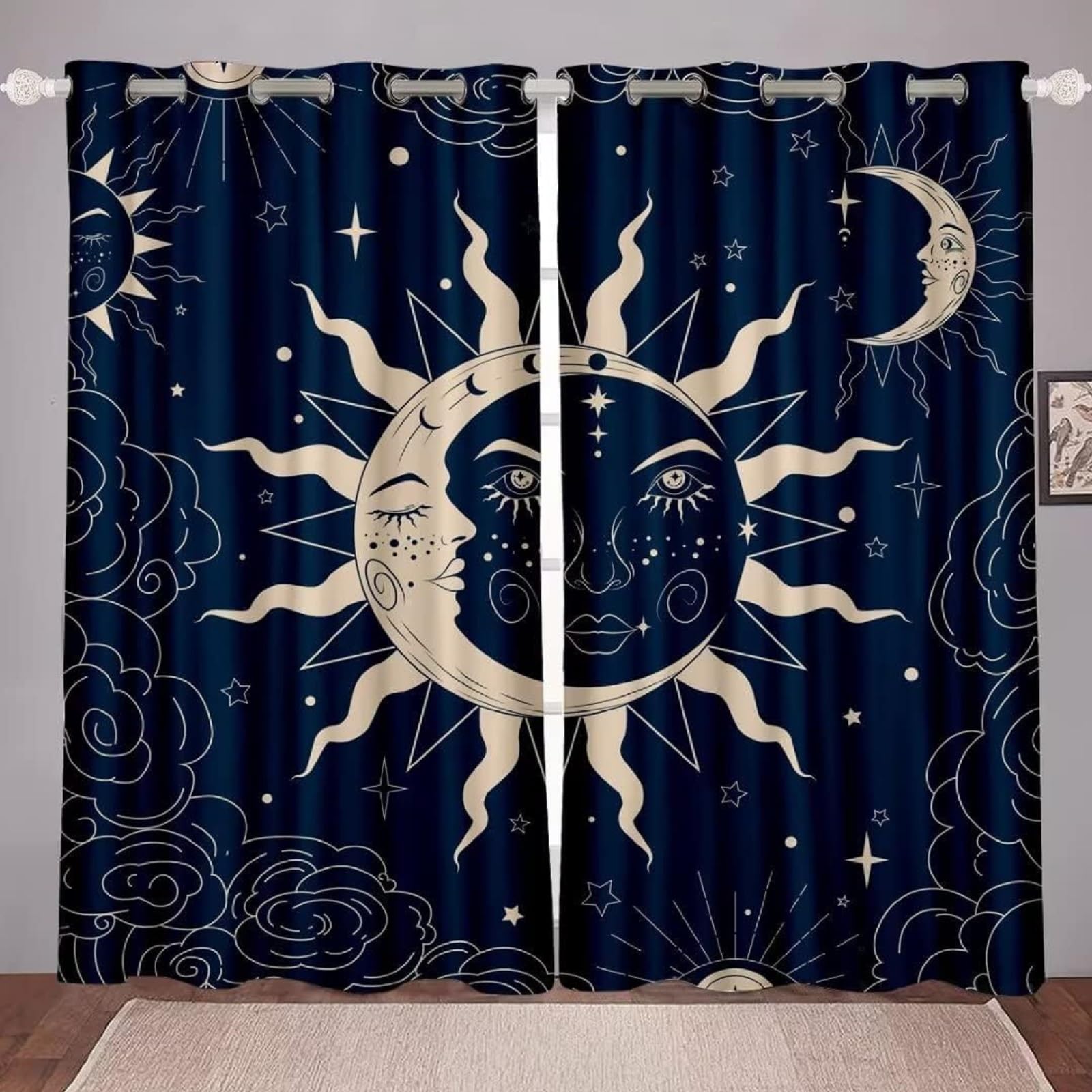 Amazon.com: kxry Sun and Moon Blackout Curtains for Bedroom Living Room ...