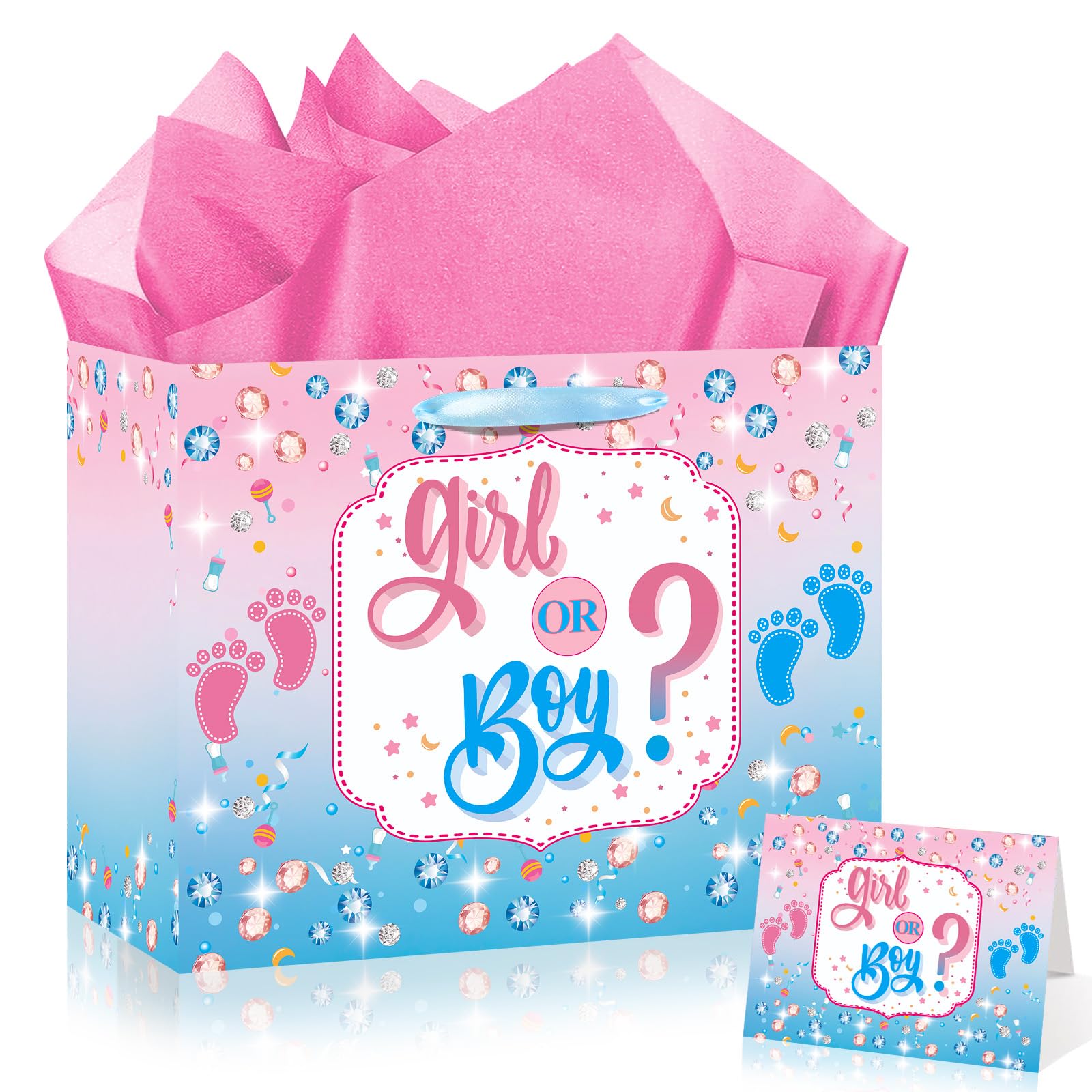 Amazon.com: Baby Gender Reveal Gift Bag Blue Pink Gender Reveal Party ...
