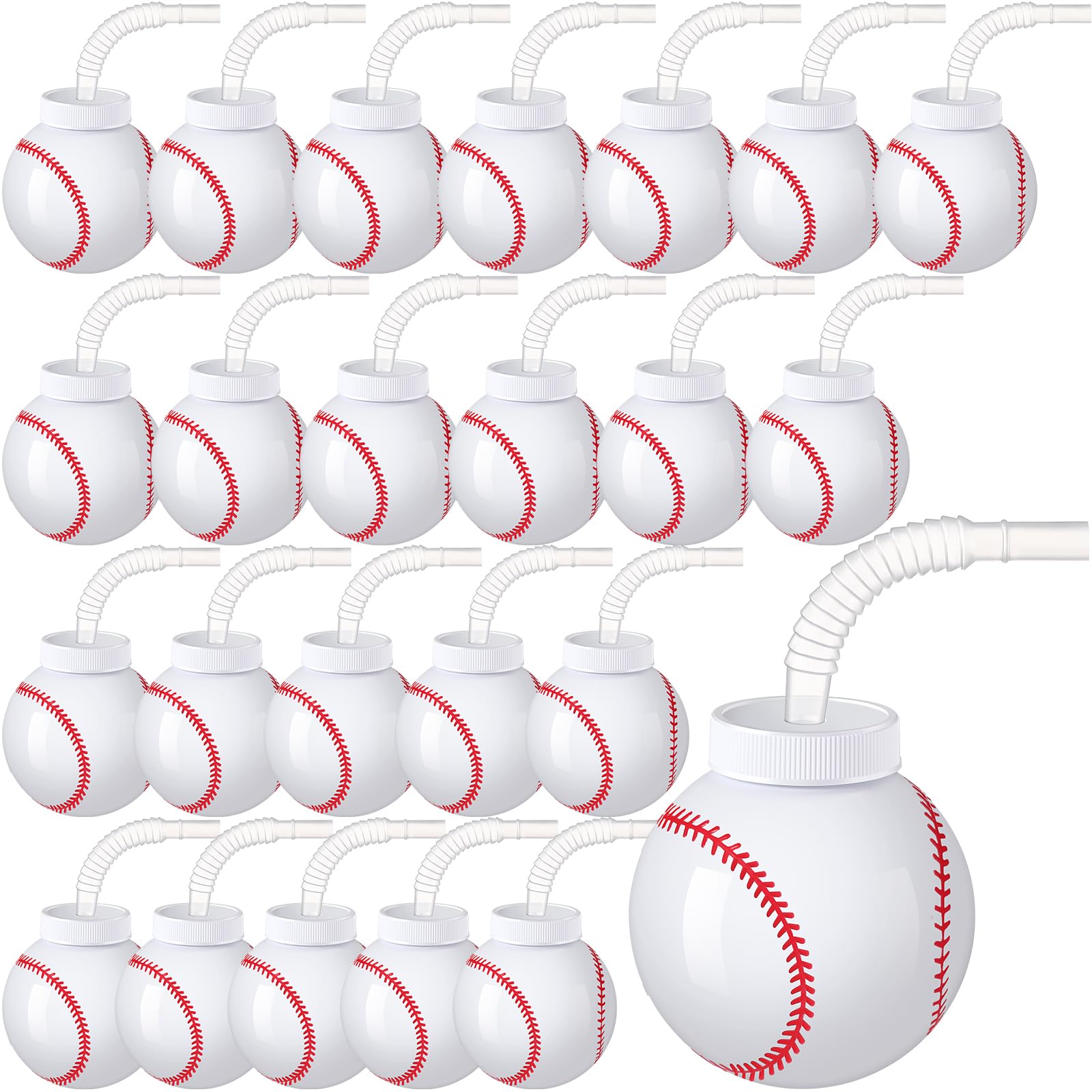 Amazon.com: Baseball Ball Shape Cups Bulk with Straws and Lids, 10oz ...