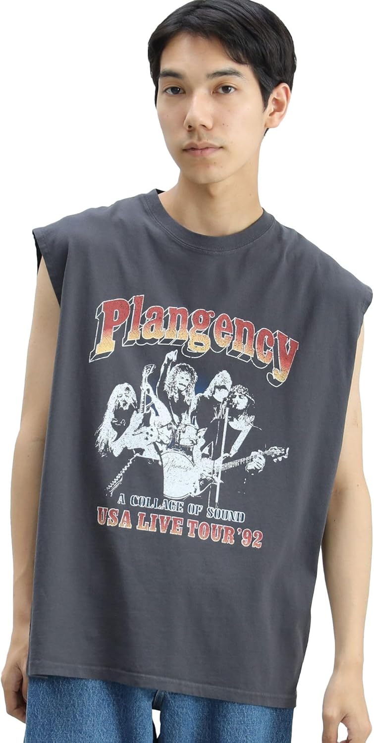 Amazon | [ビームスハート] プリントT(半袖) ワイルド グラフィック ノースリーブ Tシャツ メンズ BLK/Plangency ...