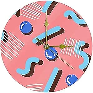 Acrylic Wall Clock Colorful Geometric Memphis Style Background 12 Inch ...