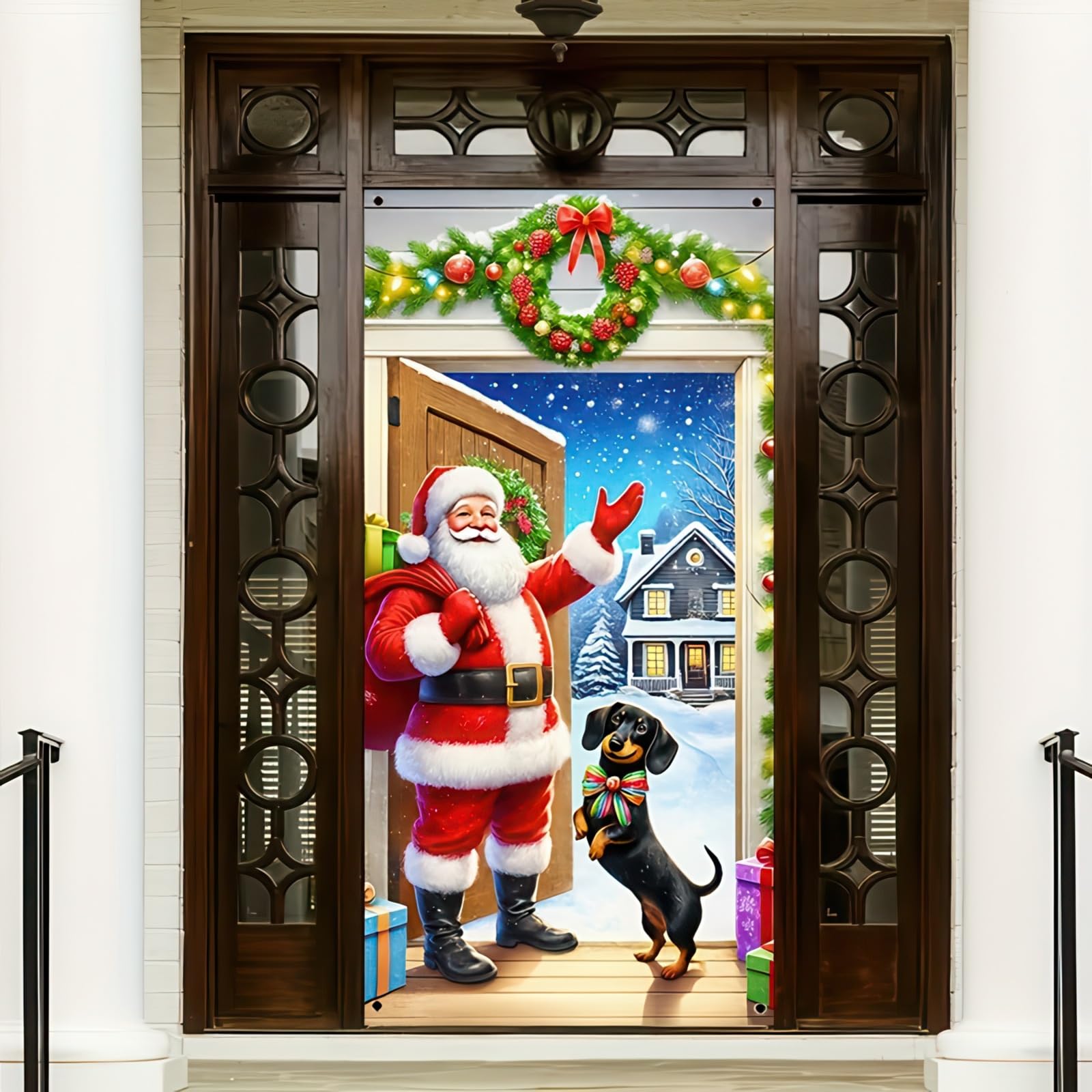 Amazon.com: Christmas Door Banner, Merry Christmas Party Door Cover ...