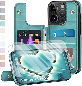 Amazon.com: DJDUCK Compatible with iPhone 16 Pro Case Wallet, Card Holder Case with [2 Screen ...