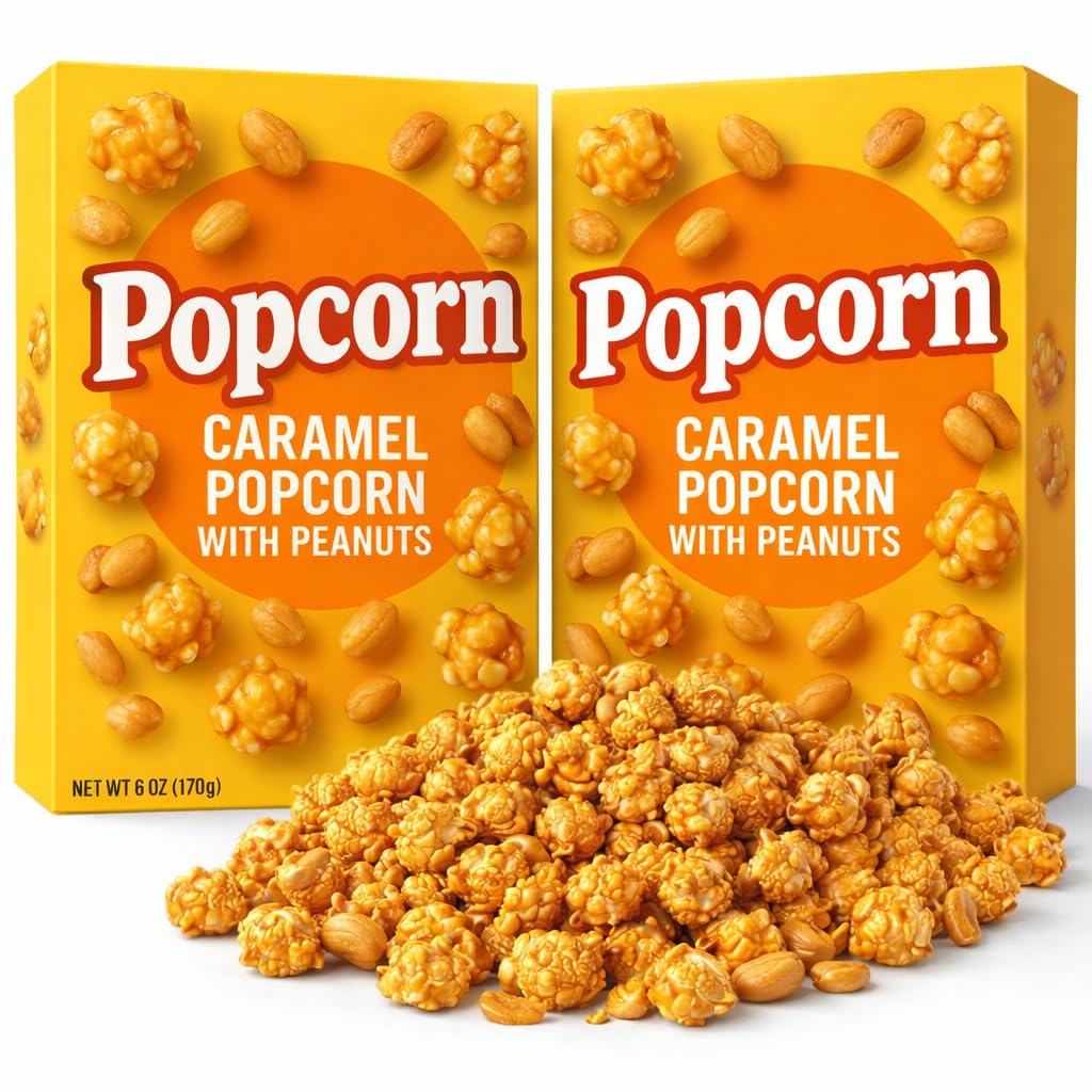 Amazon.com: Popcorn Popped Caramel Popcorn with Peanuts 2 Pack (6 oz ...
