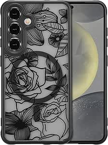Amazon.com: XIZYO Magnetic Case for Samsung Galaxy S24 Plus Floral Rose Cute [Compatible with ...
