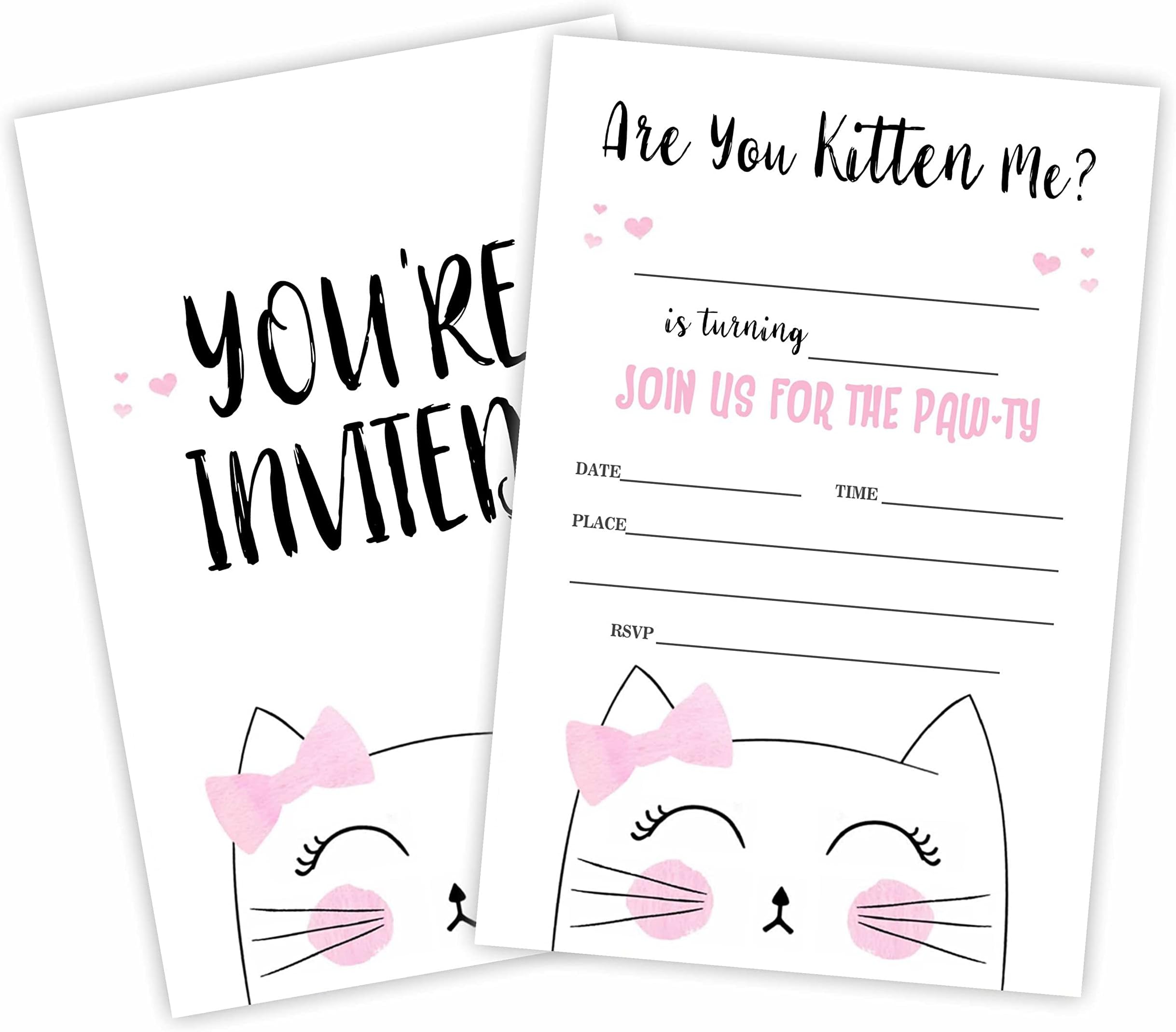 Amazon.com : Chuxvon Cat Birthday Party Invitations, Kitten Birthday ...