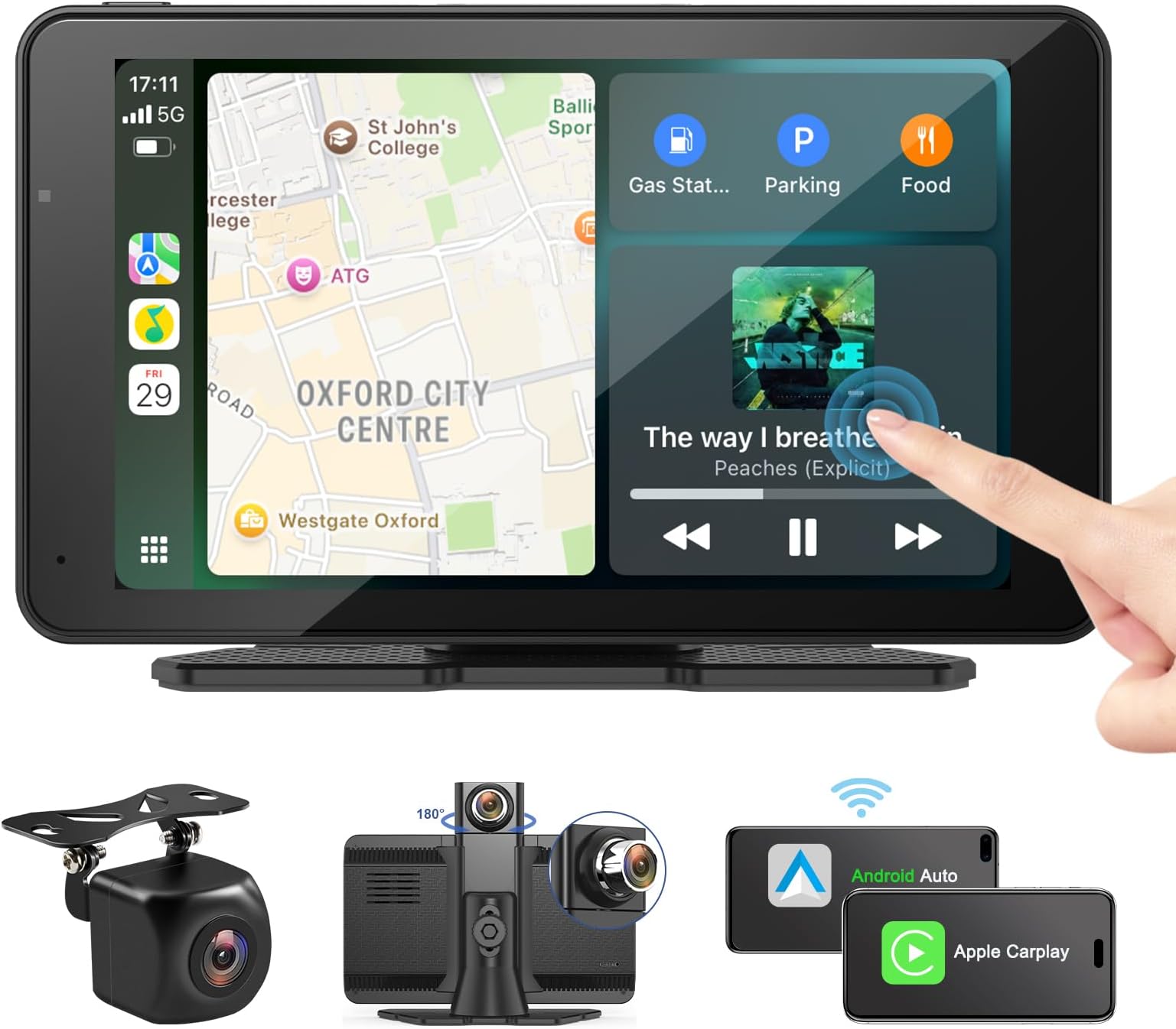 Amazon.com: Portable Carplay Screen, 7" Apple CarPlay & Android Auto HD ...