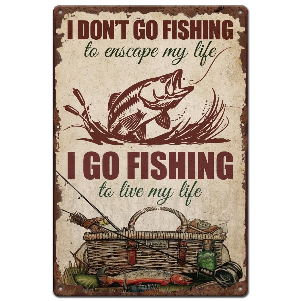 Amazon.com: SUPERDANT Vintage Metal Tin Sign Go Fishing Metal Tin Sign ...