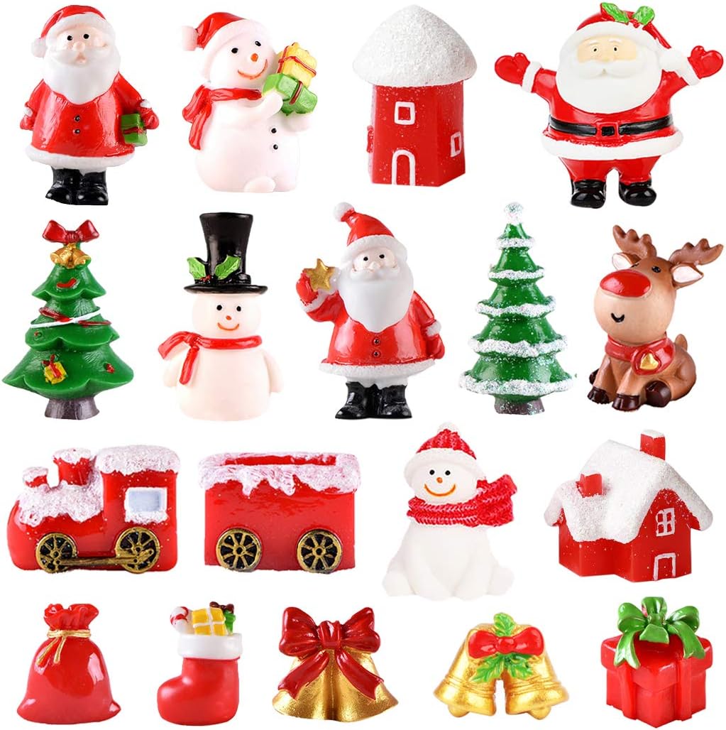 Amazon.com: 18 PCS Christmas Miniature Figurines Ornaments, Resin Xmas ...