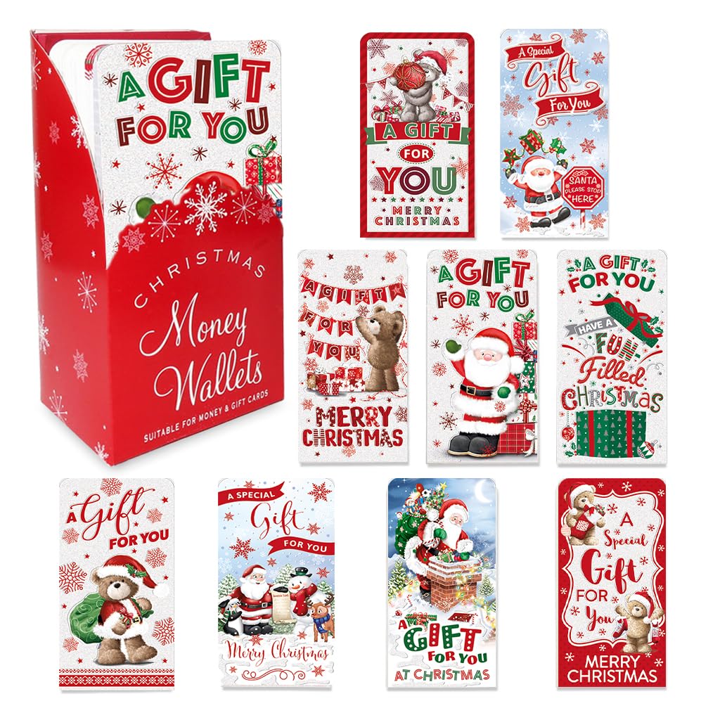 BDG Set of 9 Cute Christmas Money Wallets with Glitter & Envelopes ...