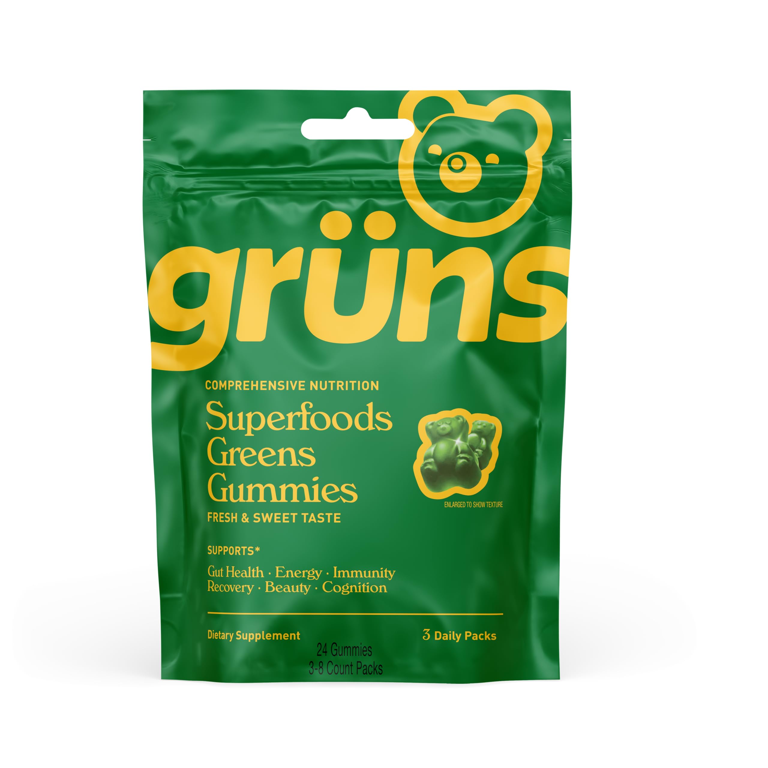 Amazon.com: Gruns Super Greens Gummy Bears - Organic Spirulina and ...