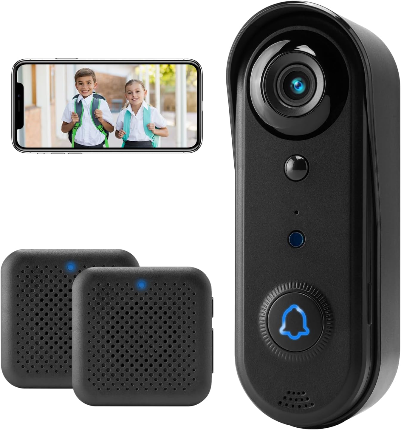Amazon.com: SonoxJunan HD Video Doorbell Wireless, 2.4Ghz WiFi Doorbell ...