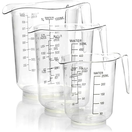COM-FOUR® 3-Piece Measuring jug Set with Measuring jugs in Different ...