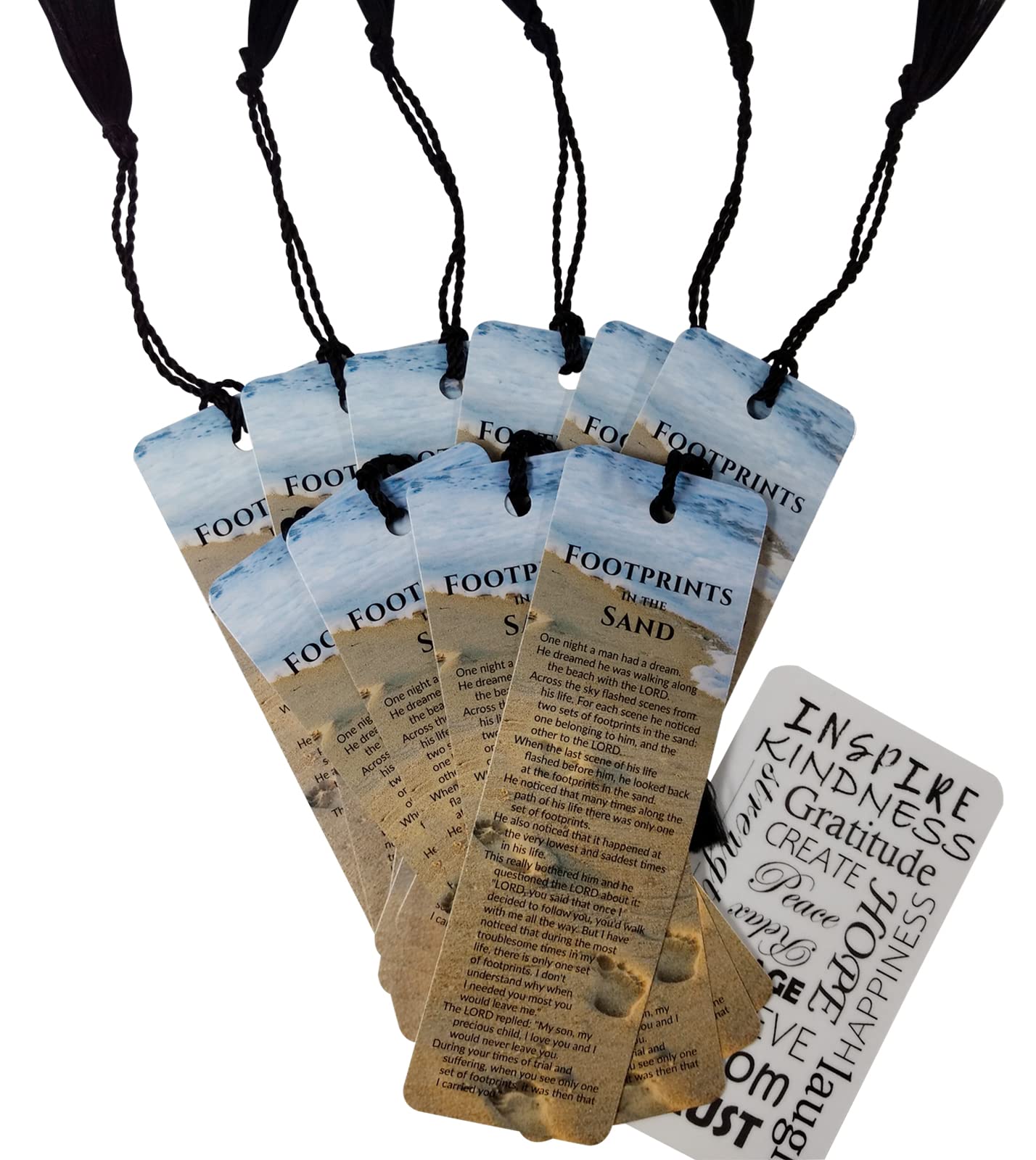 Buy Footprints in The Sand Bookmark - with Tassel | 10 Footprints Poem ...