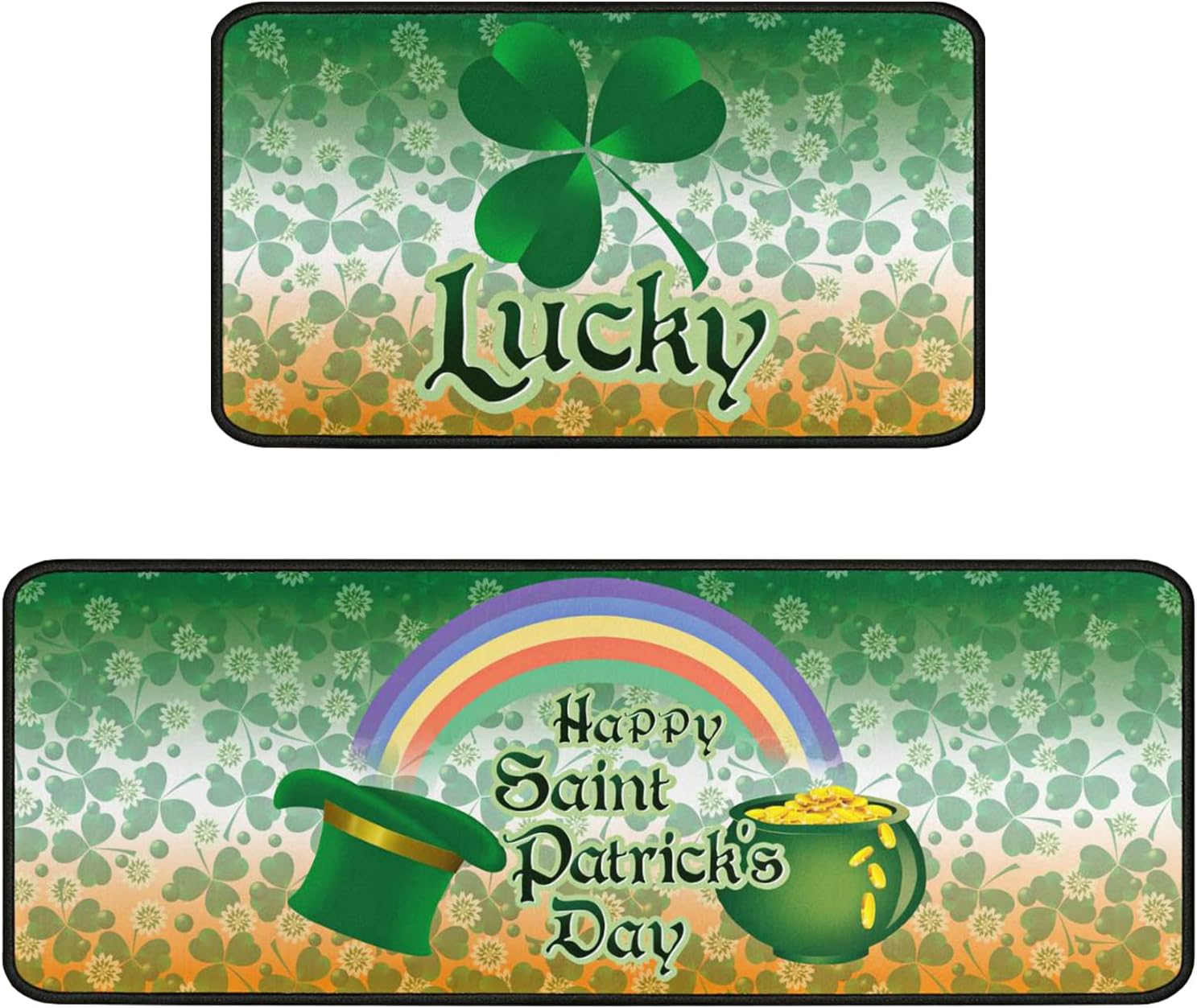 Amazon.com: St Patricks Day Kitchen Rug Set of 2, Non-Slip Absorbent ...