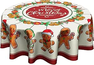Amazon.com: Granbey Christmas Gingerbread Round Table Cloth - Winter ...