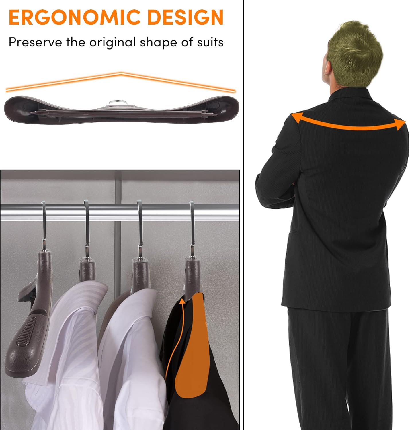 DEDU Perchas de plástico extra anchas para hombre, paquete de 15 ...