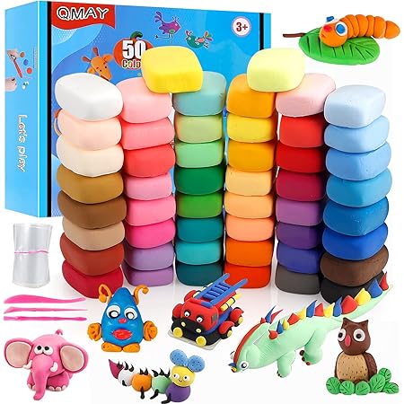 Amazon.com: Modeling Clay Kit for Kids, Exptolii 50 Colors Air Dry ...