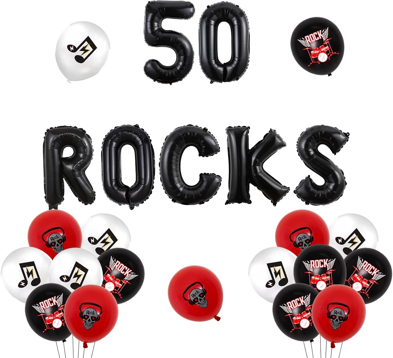 Amazon.com: Wonmelody Rock and Roll 50th Birthday Party Decorations Red ...