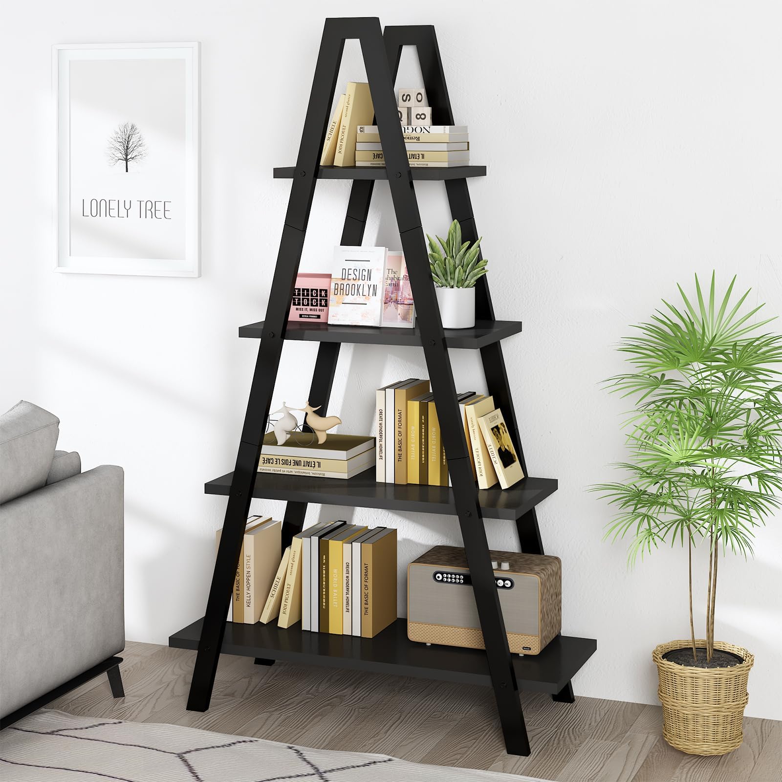 Amazon.com: Displays2go Wood A-Frame Shelf, 3 Tiers, Adjustable Shelves ...