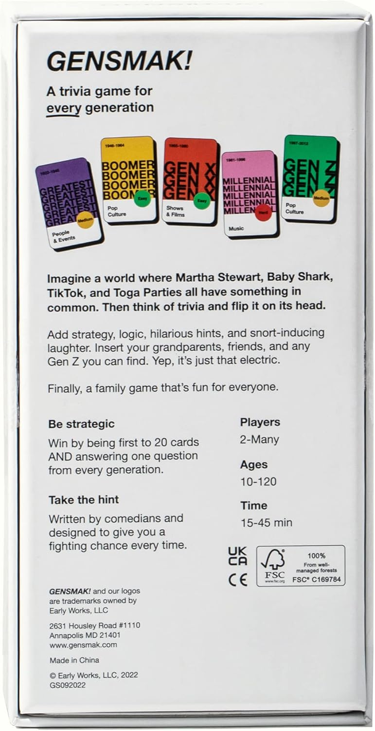 GENSMAK – Un juego de trivia de fiesta para cada generación – A partir ...