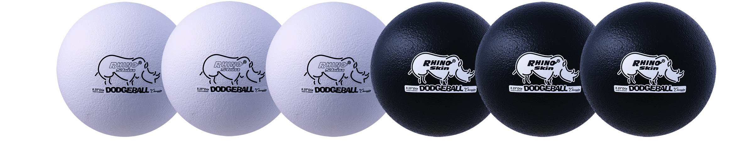 Snapklik.com : 8 Black And White Rhino Skin Low Bounce Dodgeball Set
