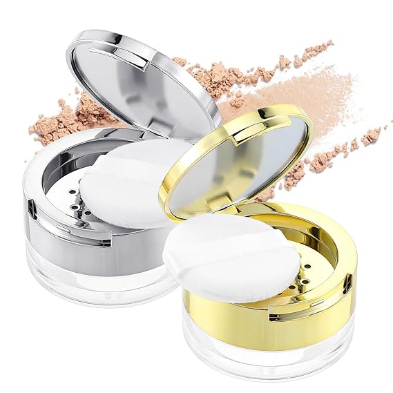 Amazon.com: 2 Pcs 6G Mini Loose Powder Container with Puff, Empty Mini ...