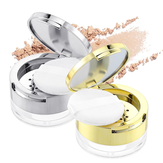 Amazon.com: 2 Pcs 6G Mini Loose Powder Container with Puff, Empty Mini ...