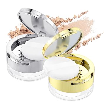 Amazon.com: 2 Pcs 6G Mini Loose Powder Container with Puff, Empty Mini ...