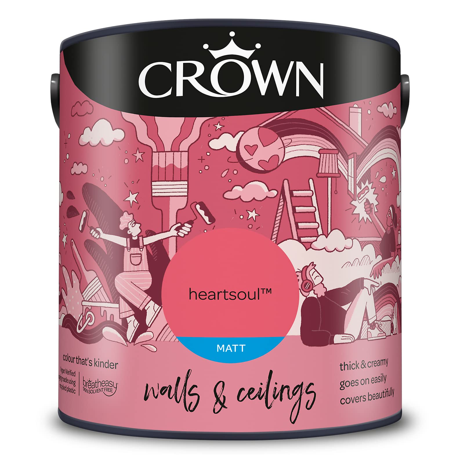 CROWN 2.5L Breatheasy MATT Emulsion Paint for Walls & Ceilings ...