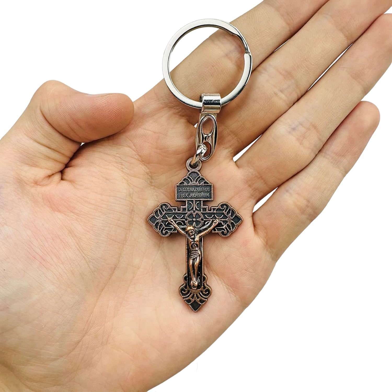 Amazon.com: lulucross Jesus Catholic retro red cross keychain, key ring ...