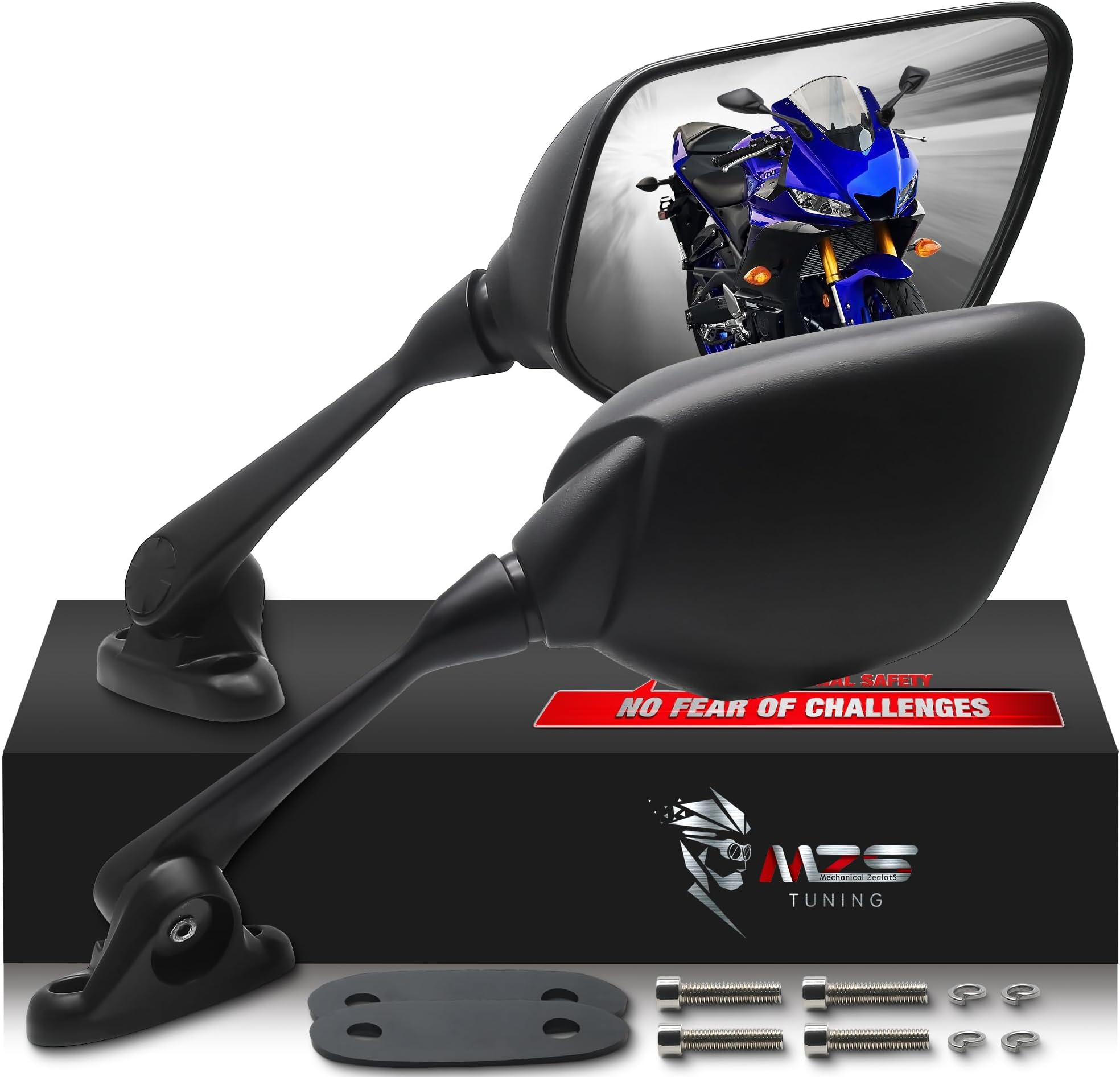 Amazon.com: MZS Racing Motorcycle Mirrors, Fairing Rearview Side Mirror ...