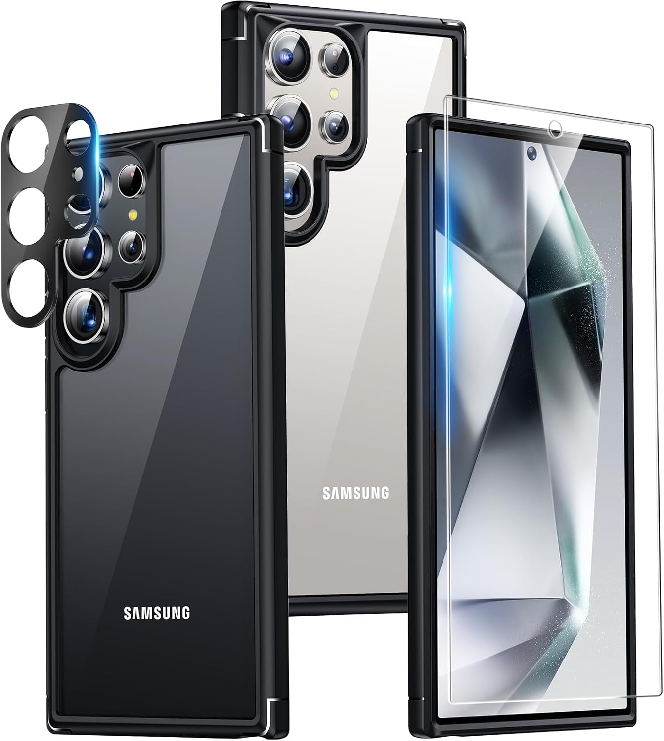 TAURI 5 in 1 Cover per Samsung Galaxy S24 Ultra, 1 Custodia+2 Pellicola ...