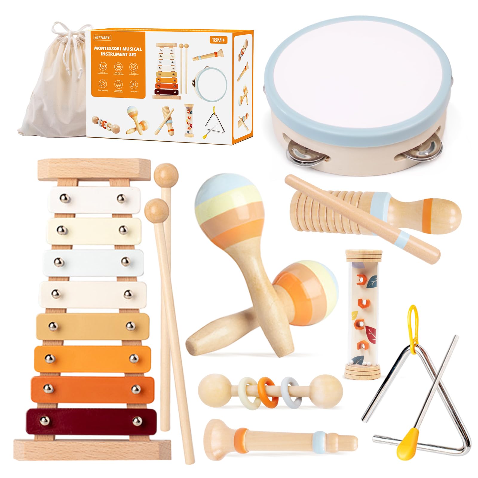 Amazon.com: MTTIERY Baby Musical Instruments Sets, Montessori Wooden ...