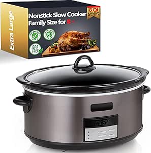 Amazon.com: 8-Quart Extra Large Slow Cooker - Fit a 6-pound Roast or 8 ...