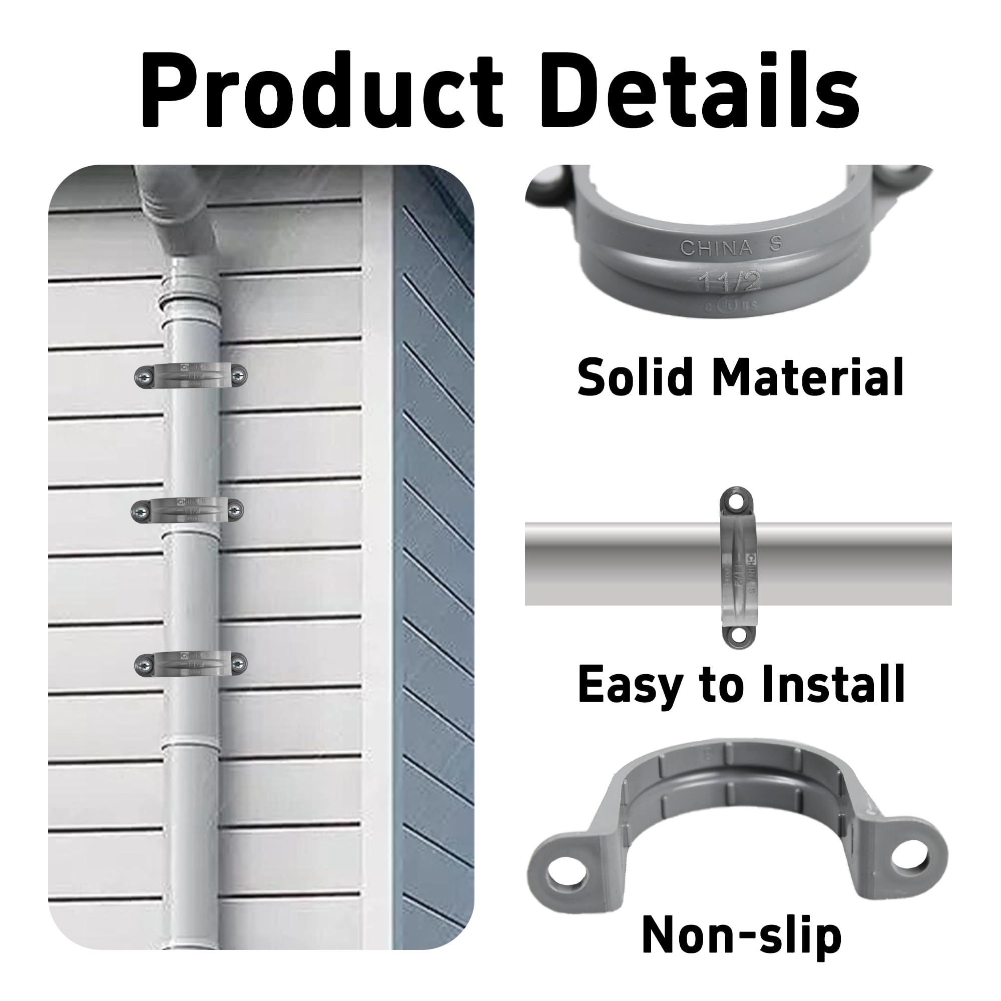 Snapklik.com : 15PCS 1 1/2 Inch PVC Pipe Straps, Plastic Pipe Clamps, 2 ...