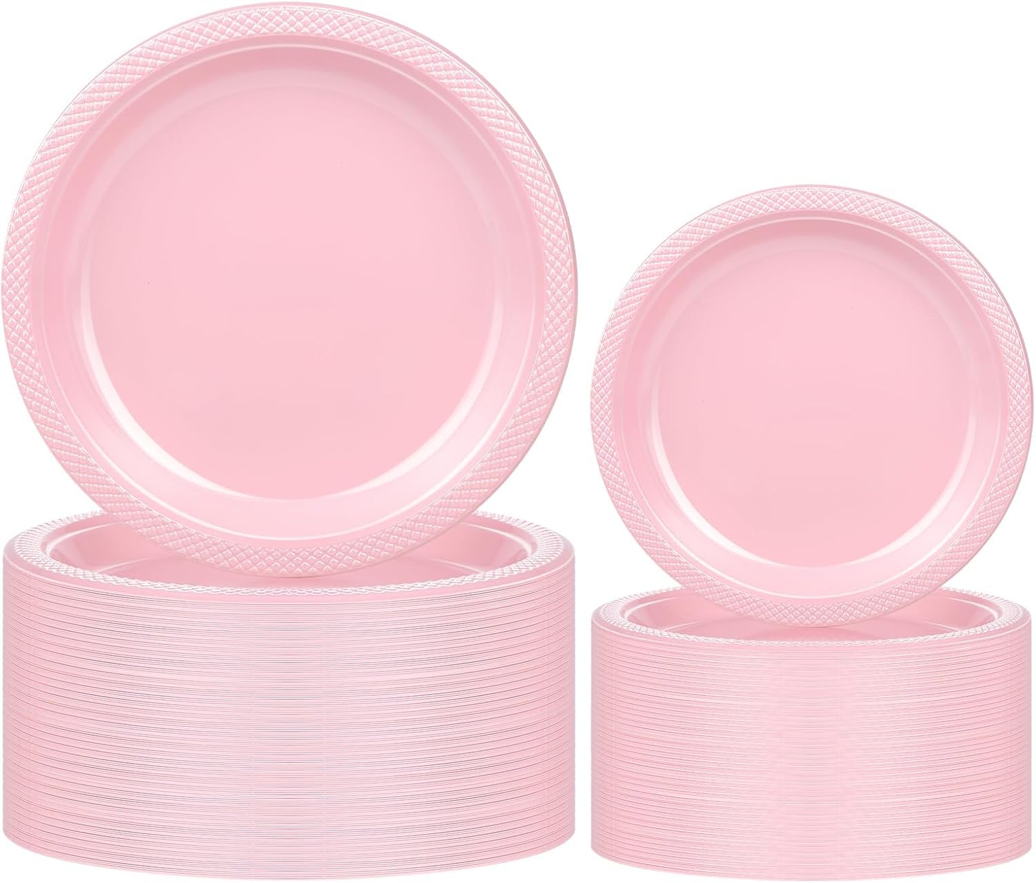 Amazon.com: TWOWYHI 200PCS Disposable Pink Plastic Plates with Rim ...