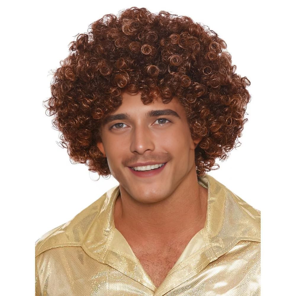 Amazon.com: FILMIA Brown Afro Wig Short Kinky Curly Wig 70s 80s Disco ...