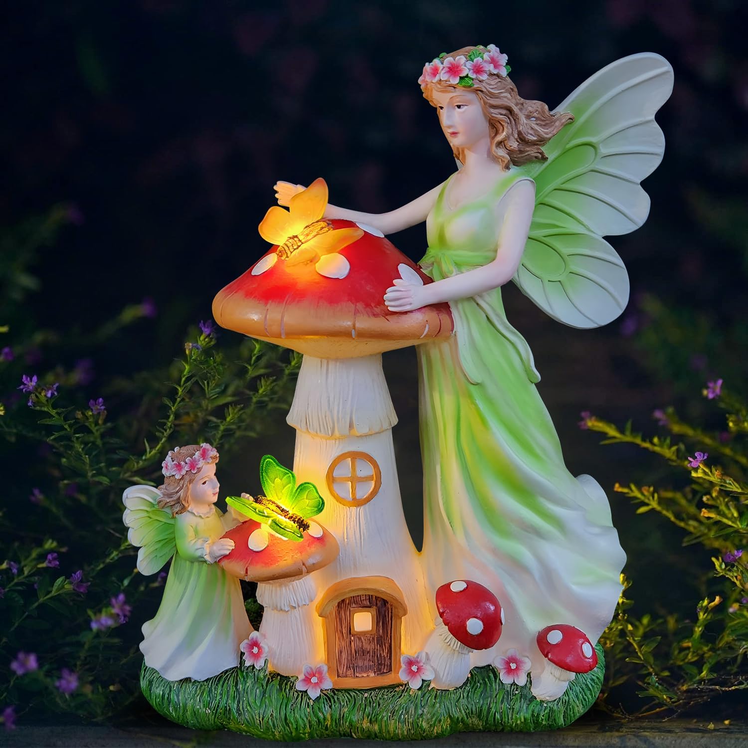 Amazon.com: DREAM GARDEN Fairy Garden Statue Outdoor Decor, Solar ...