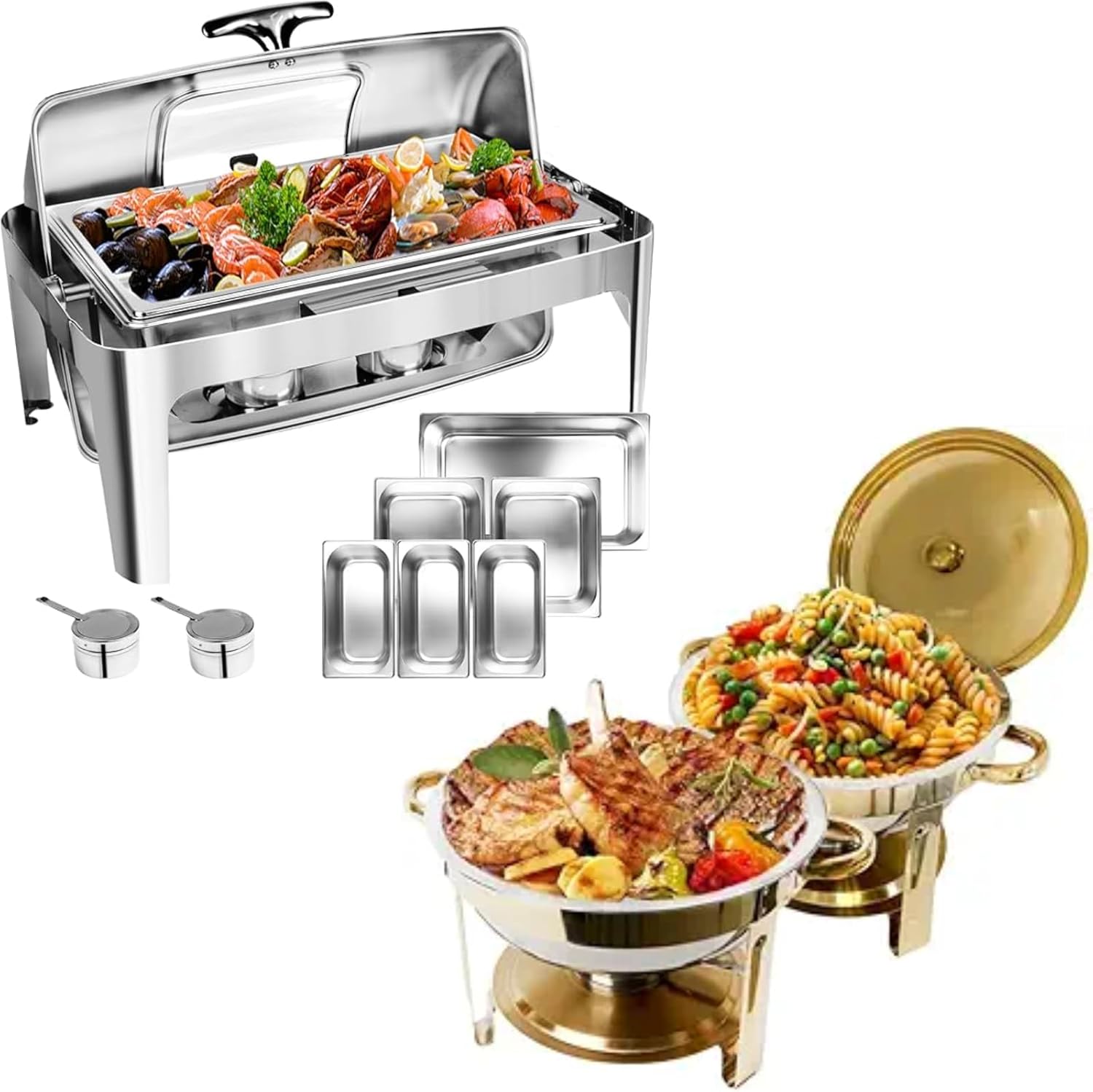 Amazon.com: 1PC 13 QT +2PC 4.8 QT Chafing Dish Buffet Set,Stainless ...