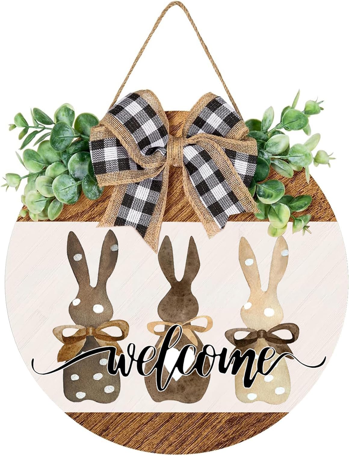 Amazon.com : Easter Bunny Door Sign, Easter Bunny Hanger Wreath for ...