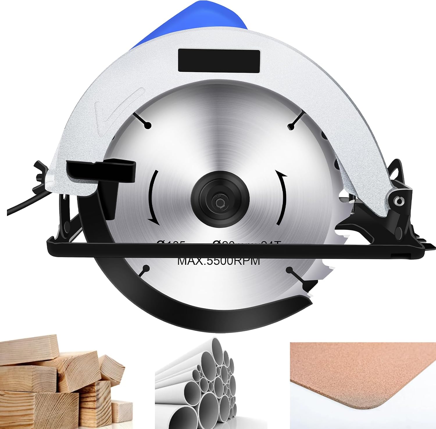 1500W Circular Saw Corded Electric Saws to Cut Wood, 5000RPM Pure ...